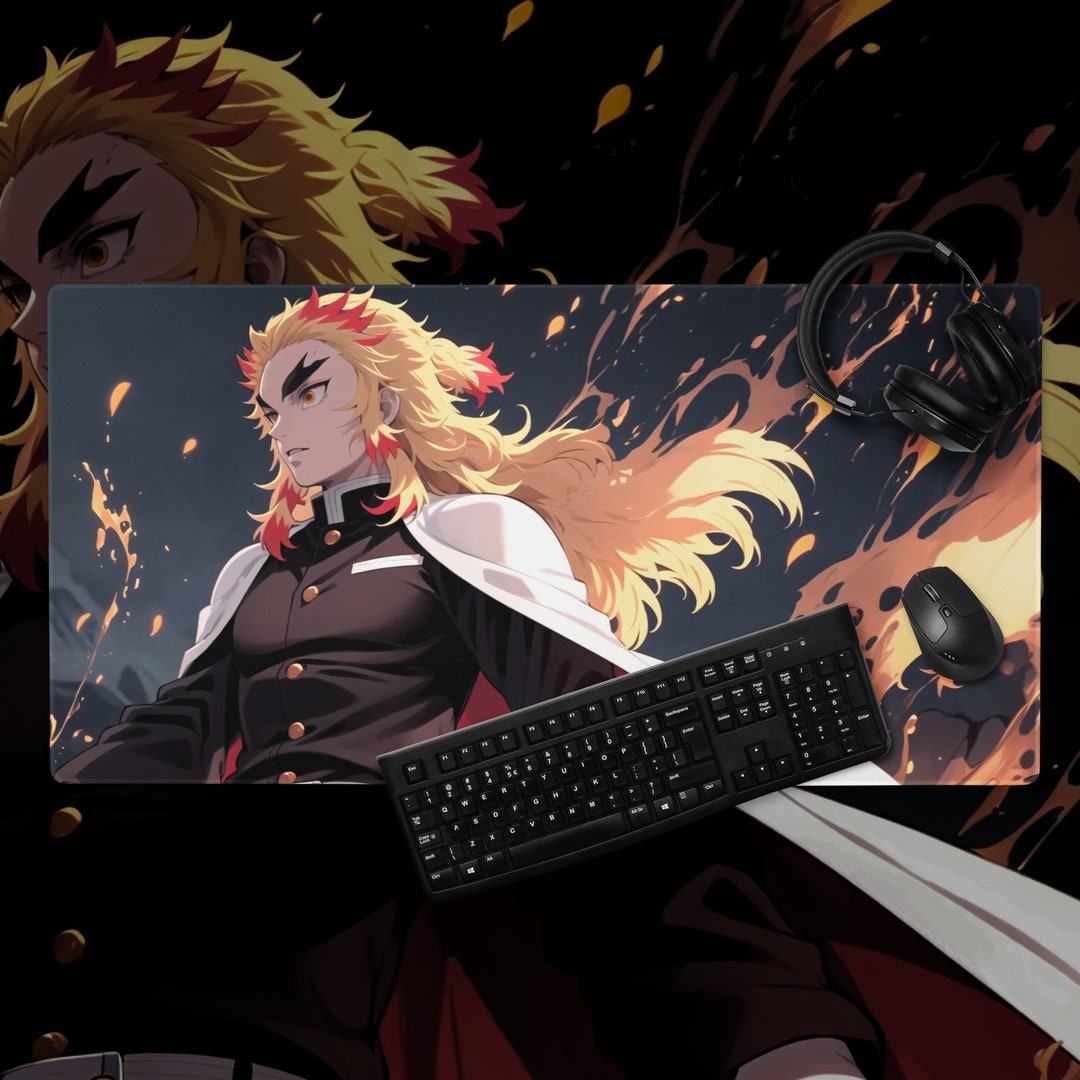 Rengoku Gaming Mouse Pad Desk Mat 36x18 XXXL Demon Slayer Hashira Anime ...