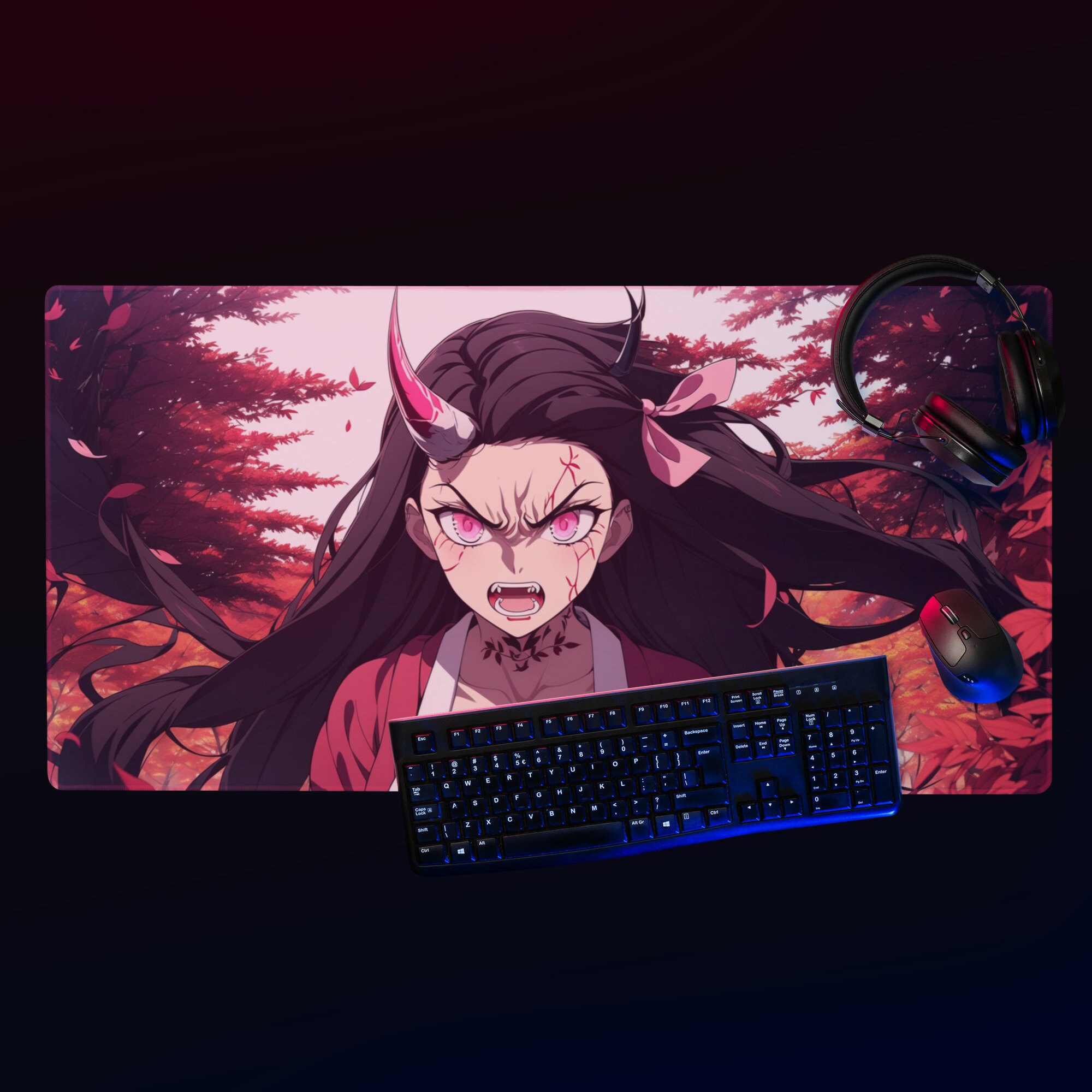 Nezuko Kamado Demon Slayer Gaming Mouse Pad 36x18 Inch Desk Mat - Etsy