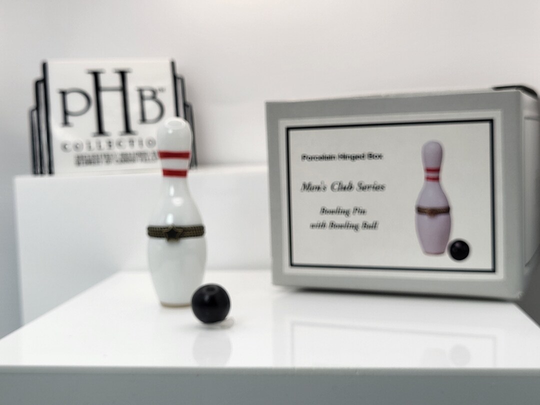 Bowling Pin With Bowling Ball Trinket Porcelain Hinged Box Made by ...