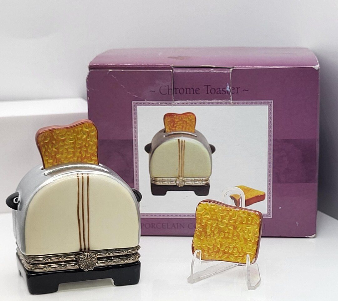 1940s Style Chrome Toaster Porcelain Hinged Box With Two Toast Trinkets ...
