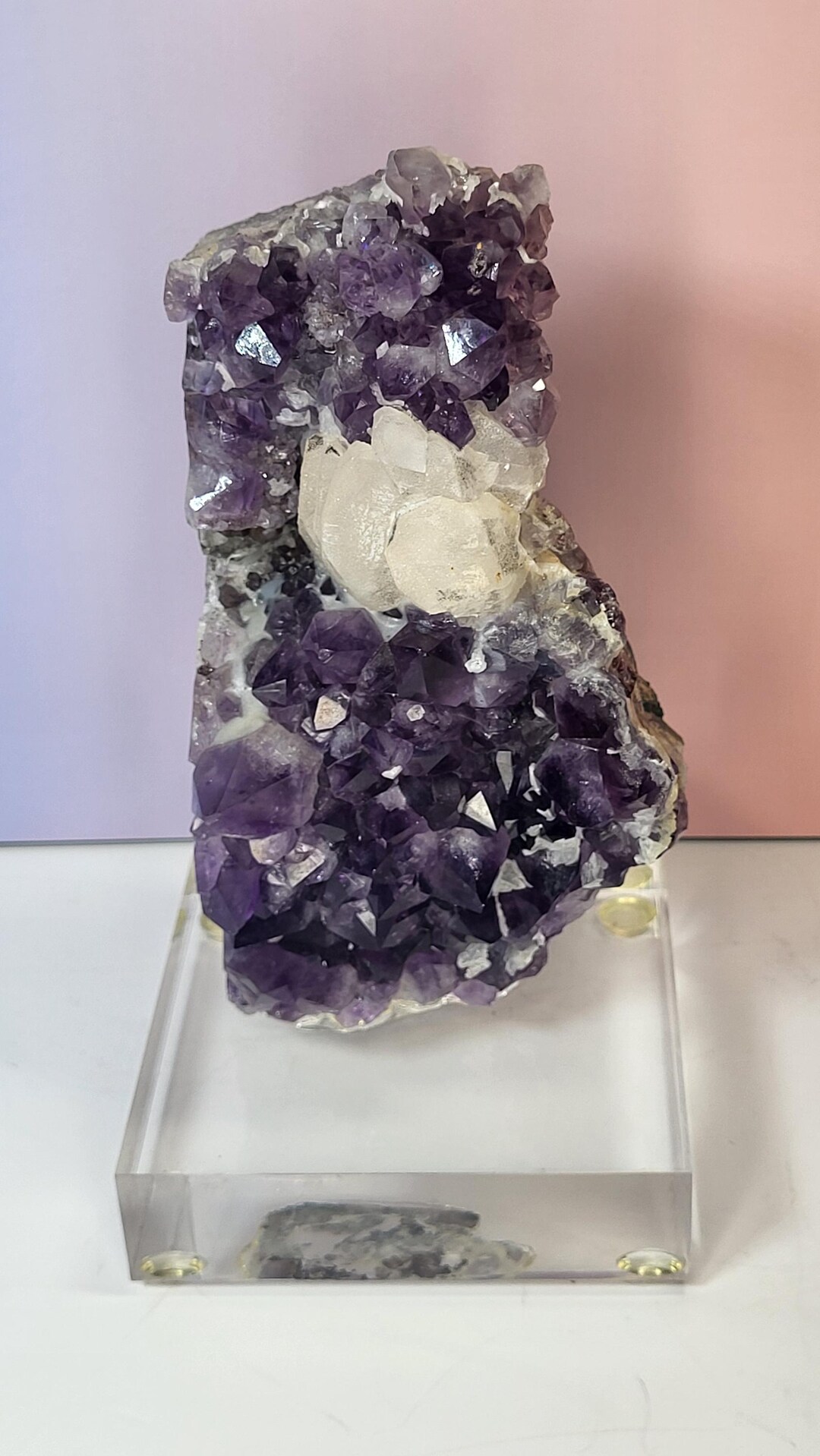 Rare Vintage 8" Amethyst Geode With Calcite Inclusion | 3-1/2 Lb on ...