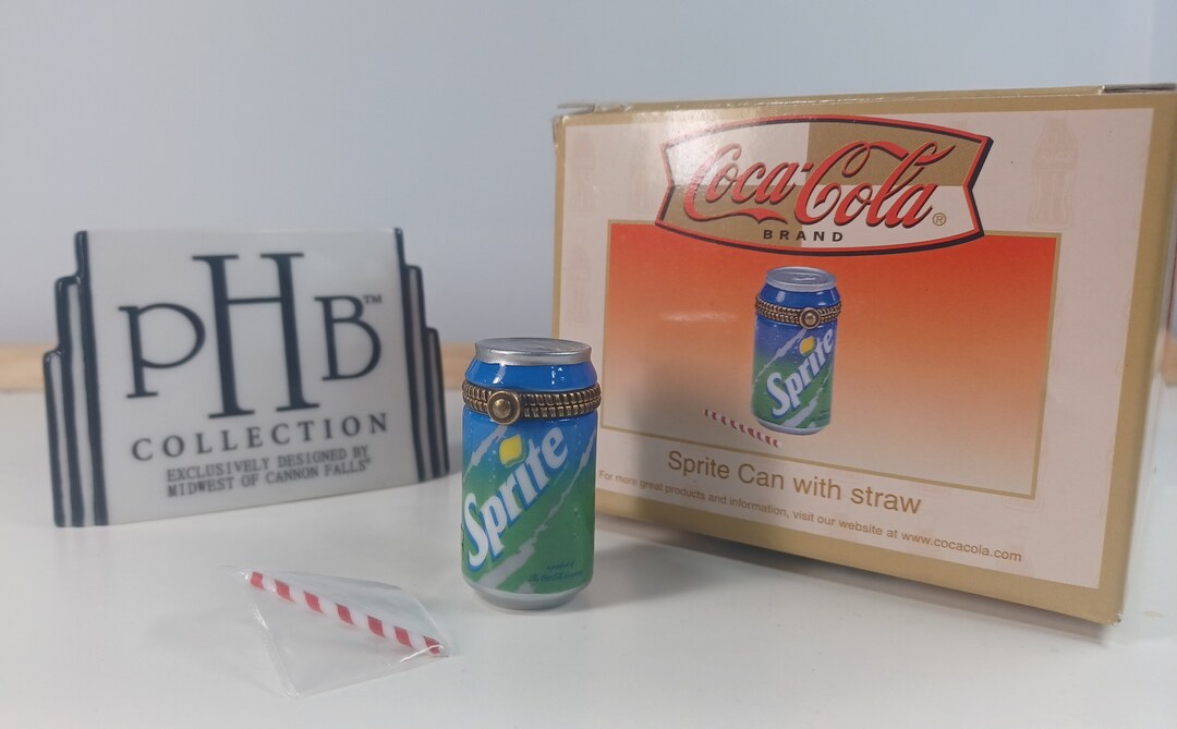 Sprite Can Porcelain Hinged Box With Straw Trinket. Made by Midwest of ...