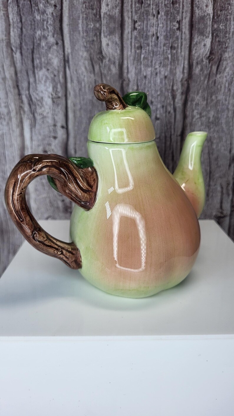 Whimsical Hand-painted Fruit Teapot Set - Small Peach and Pear Ceramic ...