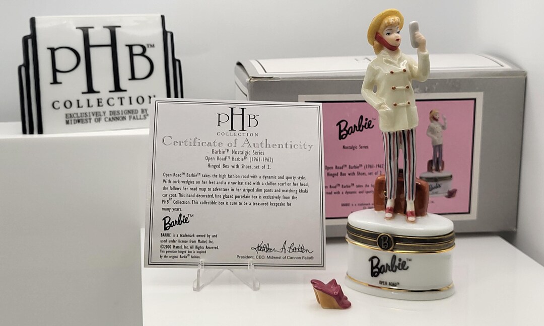 Open Road Barbie Porcelain Hinged Box With Shoes Trinket. Made by ...