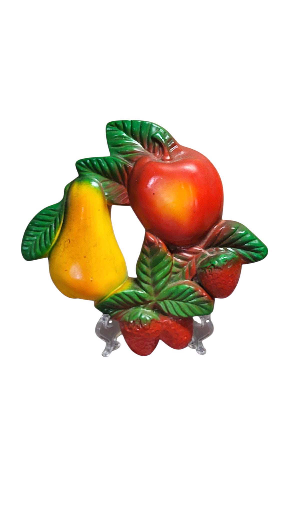 Vintage Chalkware Fruit Wall Plaque | Mid-century Kitsch Kitchen Decor ...