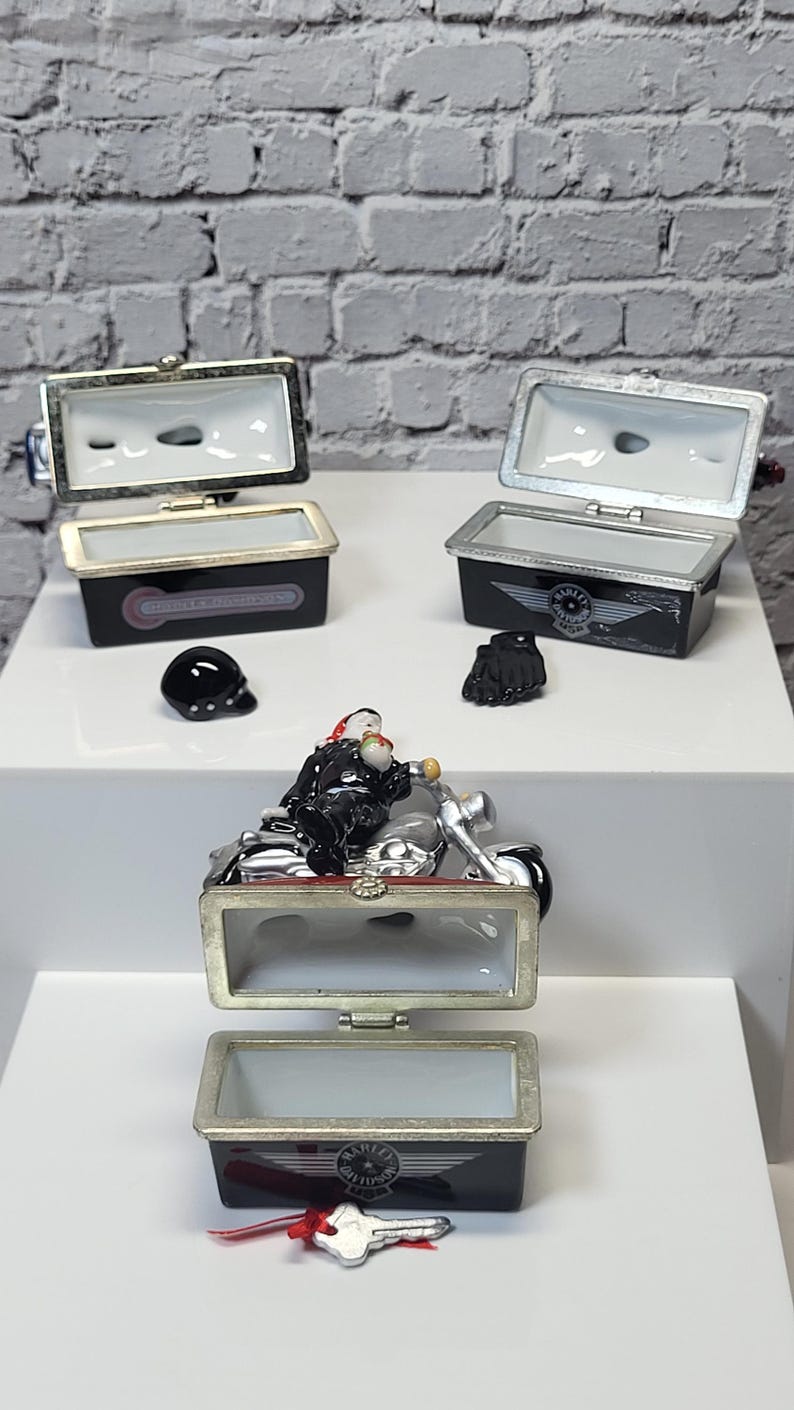 Vintage Harley-davidson Porcelain Trinket Box Set, Midwest of Cannon ...