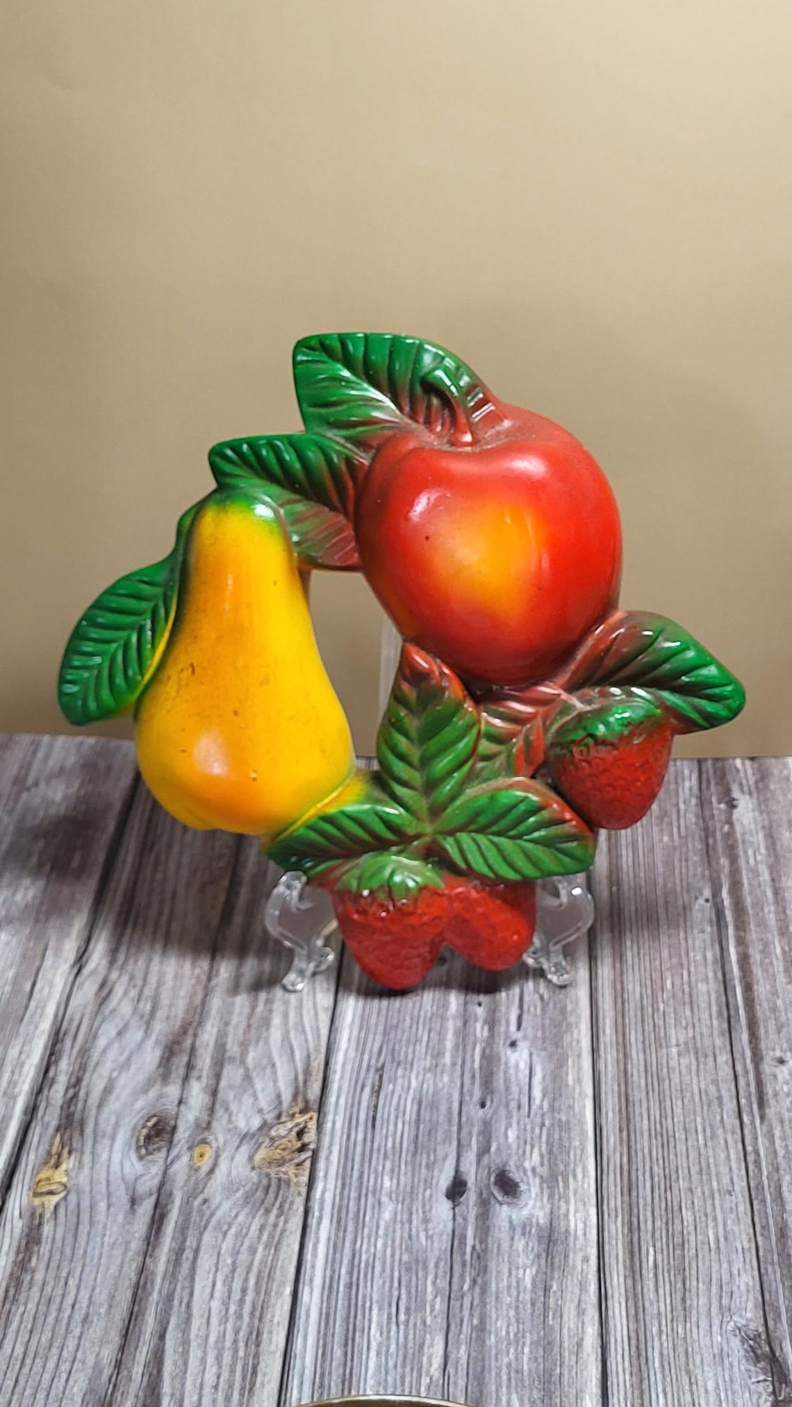 Vintage Chalkware Fruit Wall Plaque | Mid-century Kitsch Kitchen Decor ...