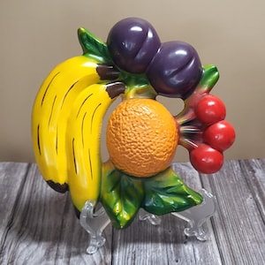 Mid Century Modern Chalkware Fruit Wall Art | Vintage Kitchen Decor ...