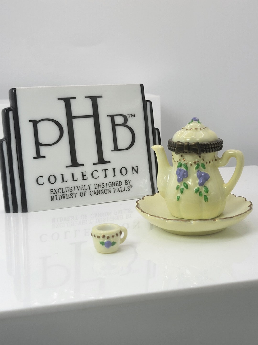 Water Pitcher With Holder and Cup Trinkets Porcelain Hinged Box. Made ...