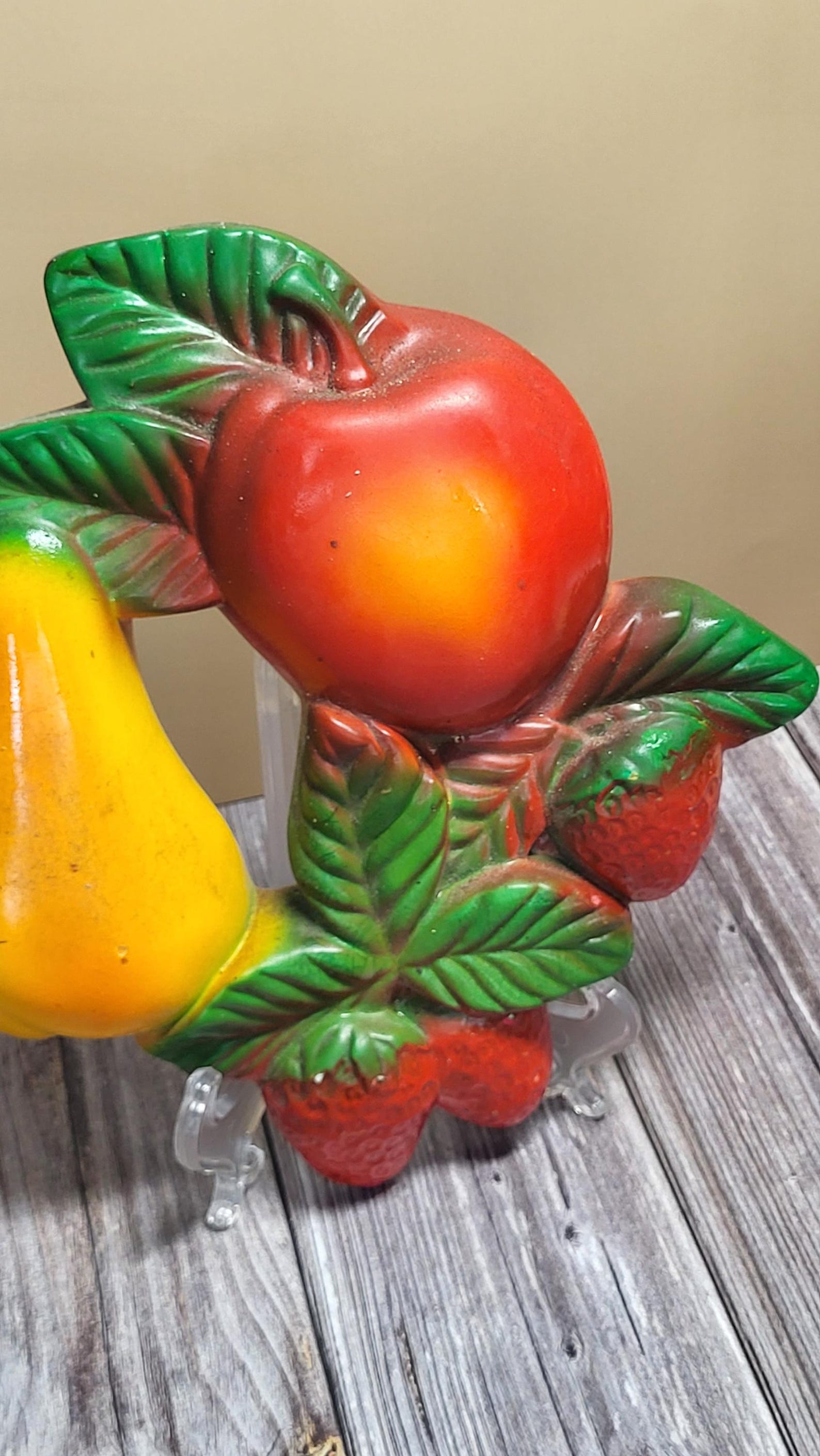 Vintage Chalkware Fruit Wall Plaque | Mid-century Kitsch Kitchen Decor ...