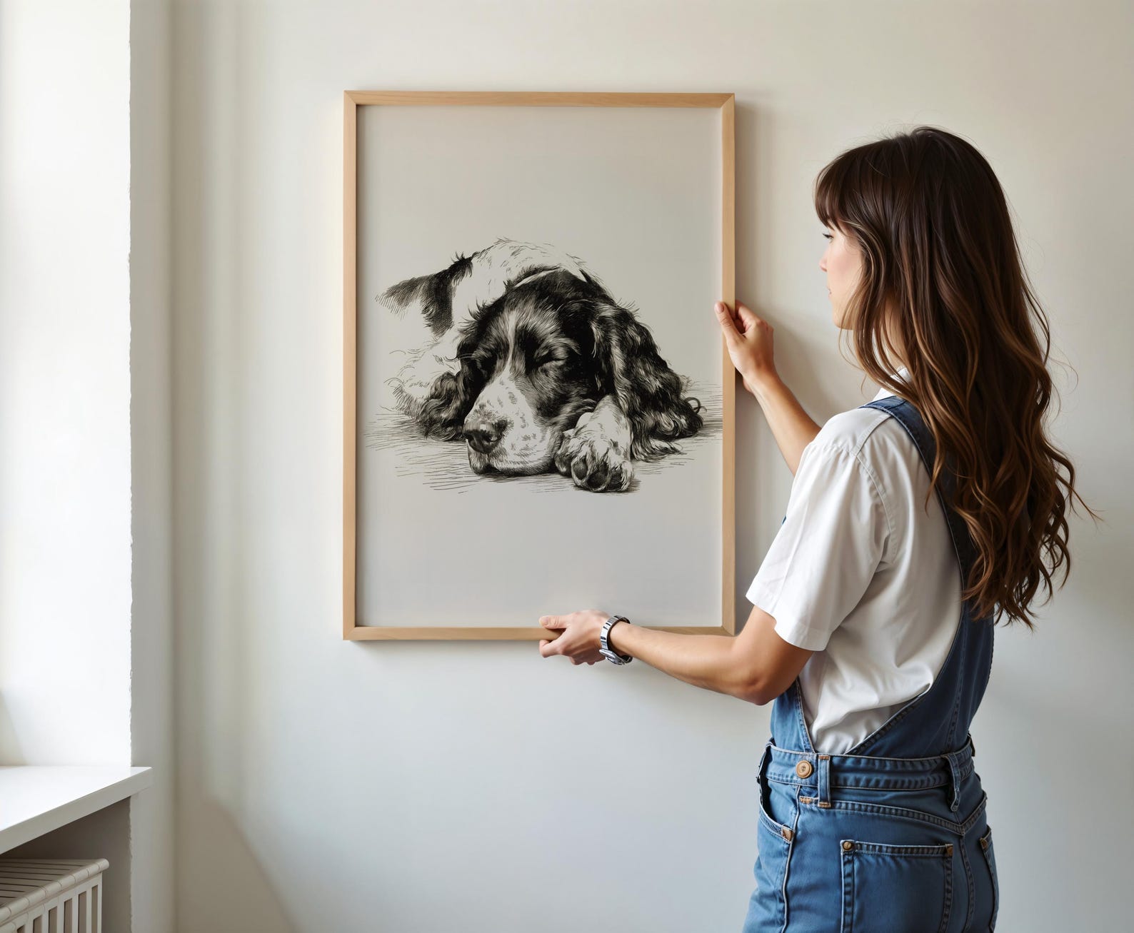 Vintage Springer Spaniel Sketch Art Print: Sleeping Dog Drawing ...