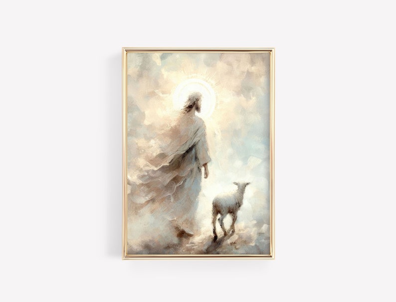Jesus Leaves the 99, Parable of the Lost Sheep Wall Art, Jesus With ...