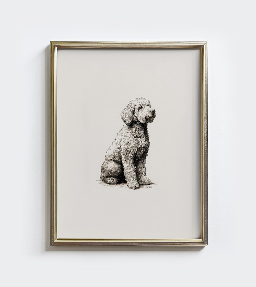 Labradoodle Sketch Print: Vintage Dog Drawing Wall Art - Farmhouse ...