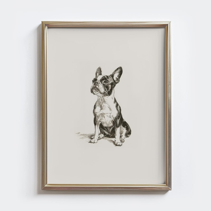 Vintage Art Boston Terrier - Etsy