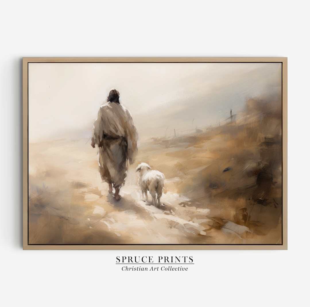 Jesus Leaves the 99, Parable of the Lost Sheep, Jesus Wall Art, Good Shepherd, Jesus Christ ...