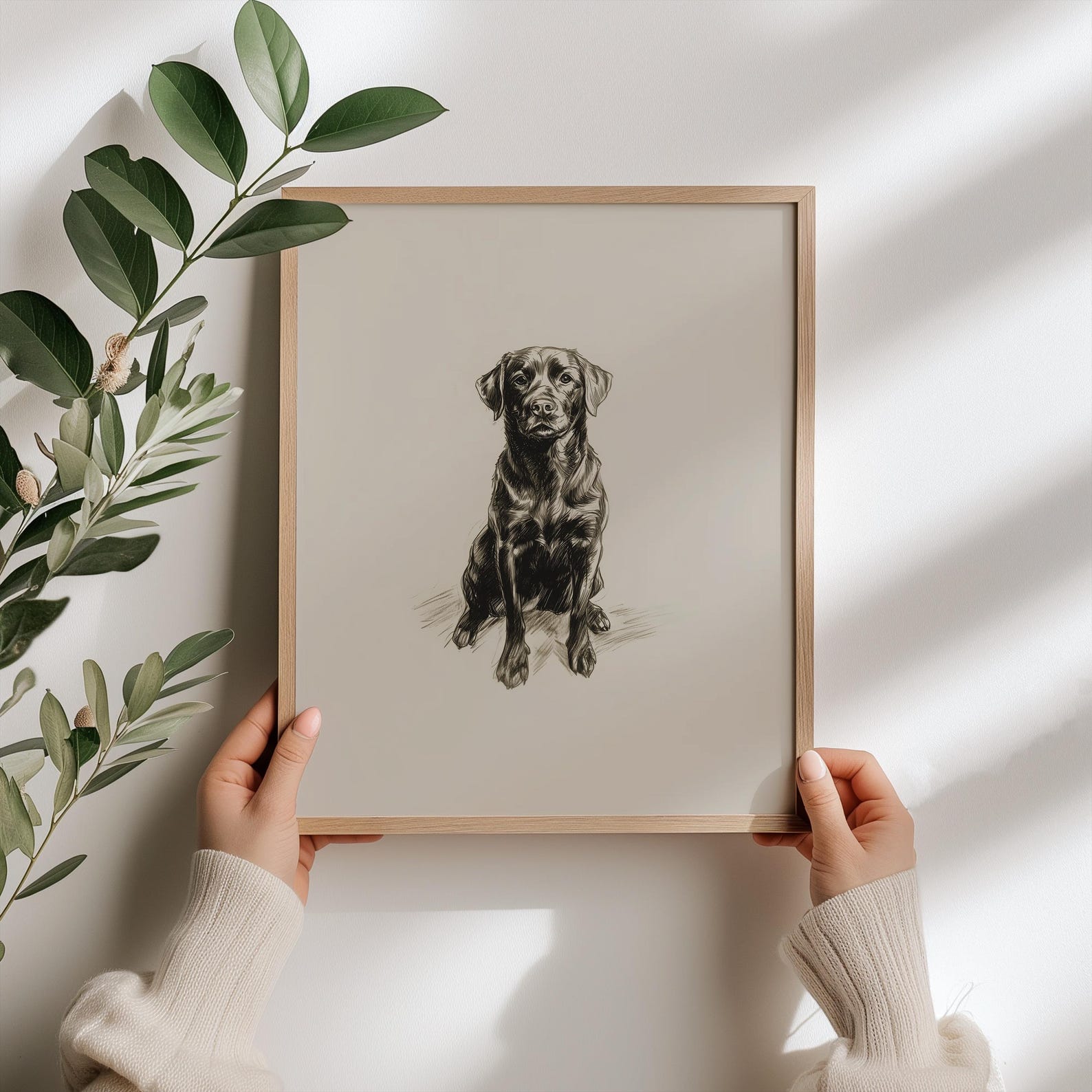 Labrador Sketch Print: Vintage Black Lab Dog Drawing Wall Art ...