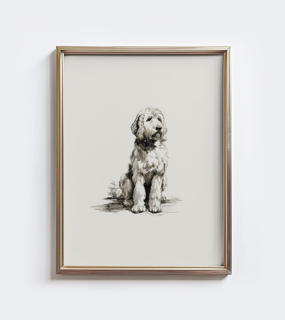 Goldendoodle Vintage Print, Dog Portrait Drawing, Goldendoodle Sketch ...