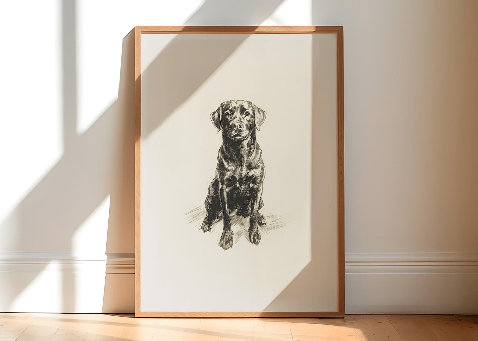 Labrador Sketch Print: Vintage Black Lab Dog Drawing Wall Art ...