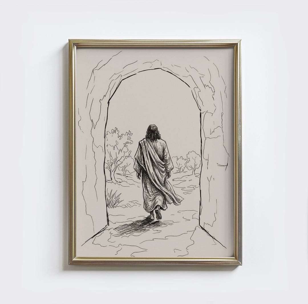He is Risen Sketch, Jesus Resurrection Wall Art, Minimalist Easter ...