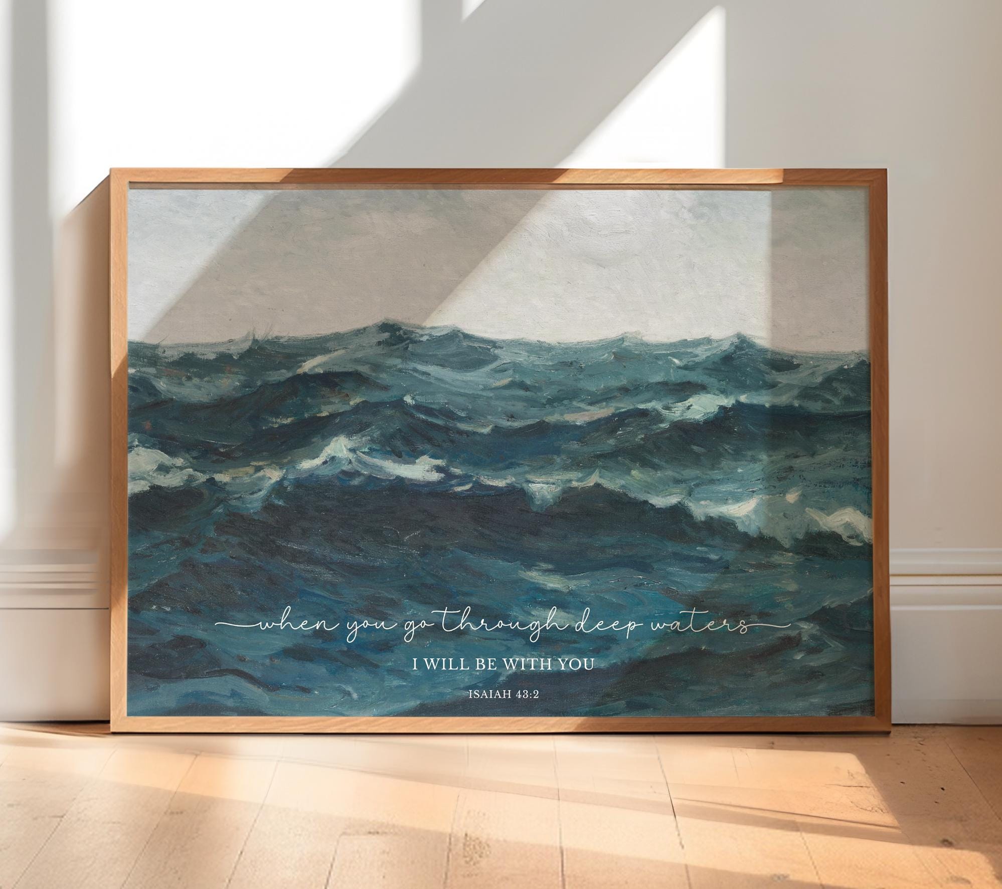 When You Go Through Deep Waters Scripture Wall Art, Isaiah 43 2, Bible ...