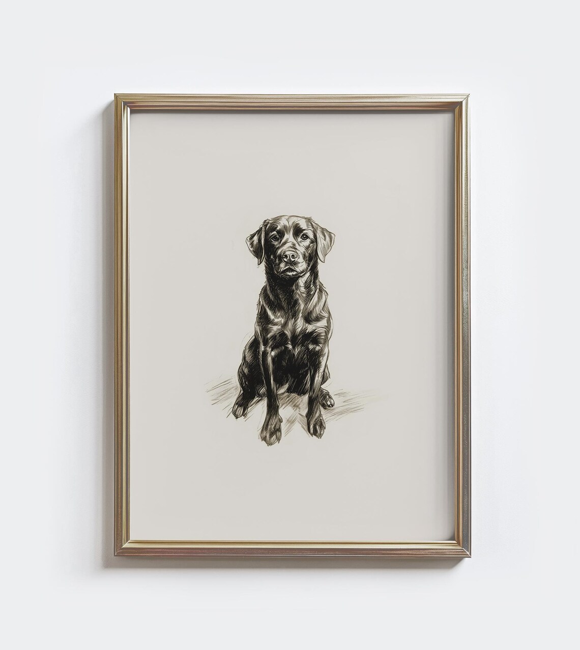 Labrador Sketch Print: Vintage Black Lab Dog Drawing Wall Art ...