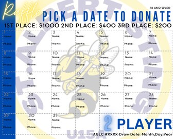 EDITABLE Pageant Fundraiser Calendar Pick a Date to Donate - Etsy