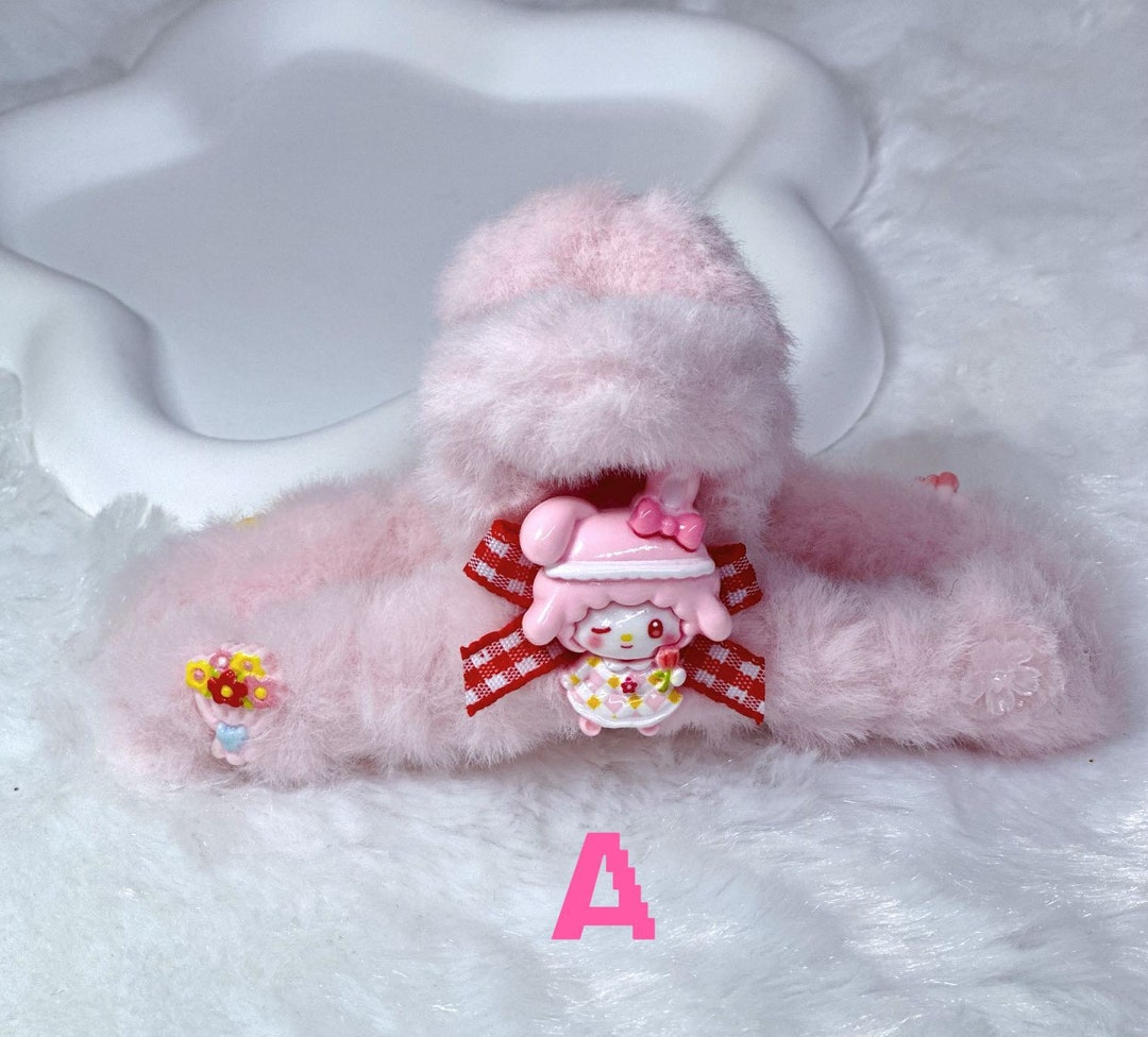 1pc Large Fluffy Faux Fur Acetate Hair Claw Clips Pink, Purple Woman ...