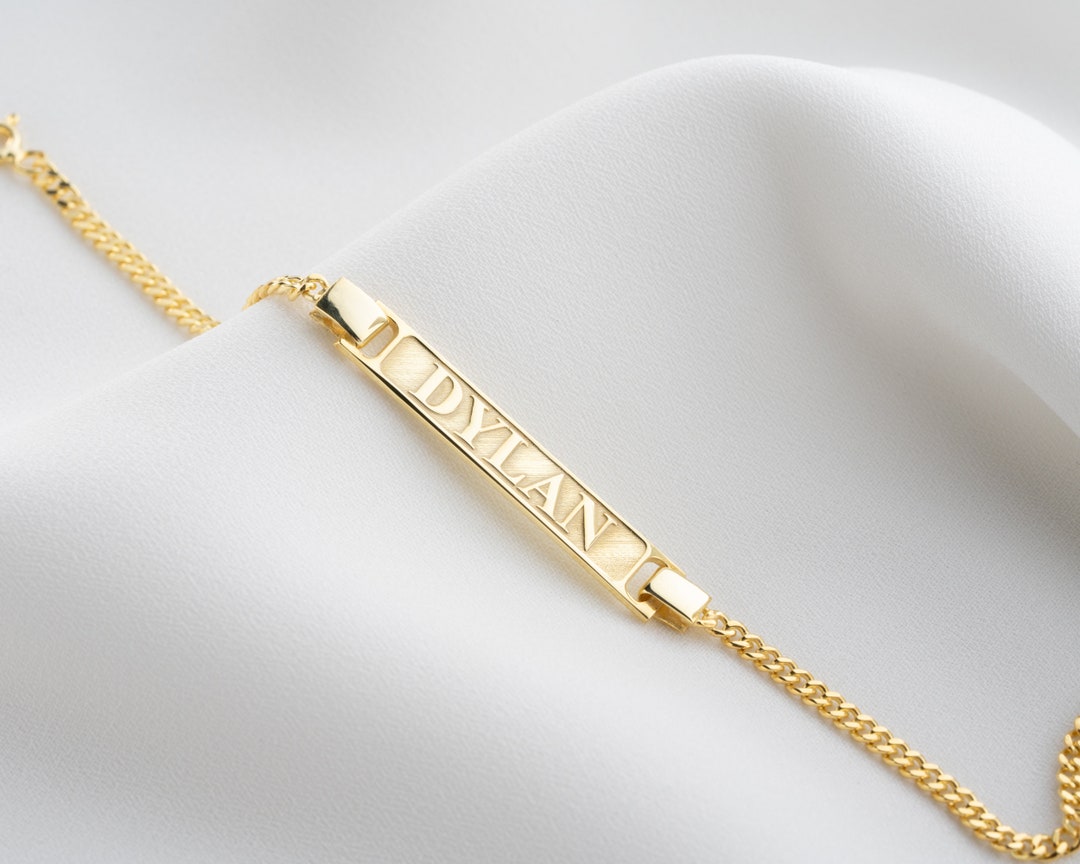 Gold Baby Name Bracelet, Child ID Bracelet, Custom Bracelet for Kids ...