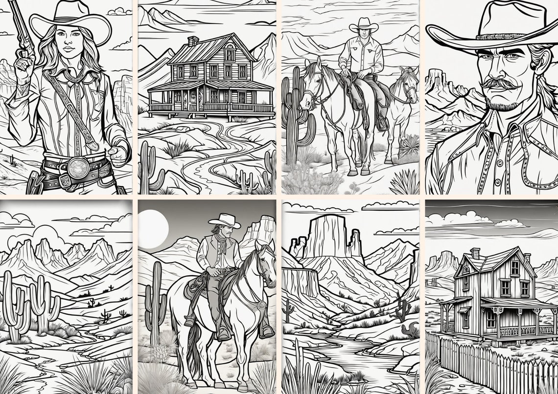 Wild West Adventure Coloring Pages Set - 25 Printable A4 Sheets ...