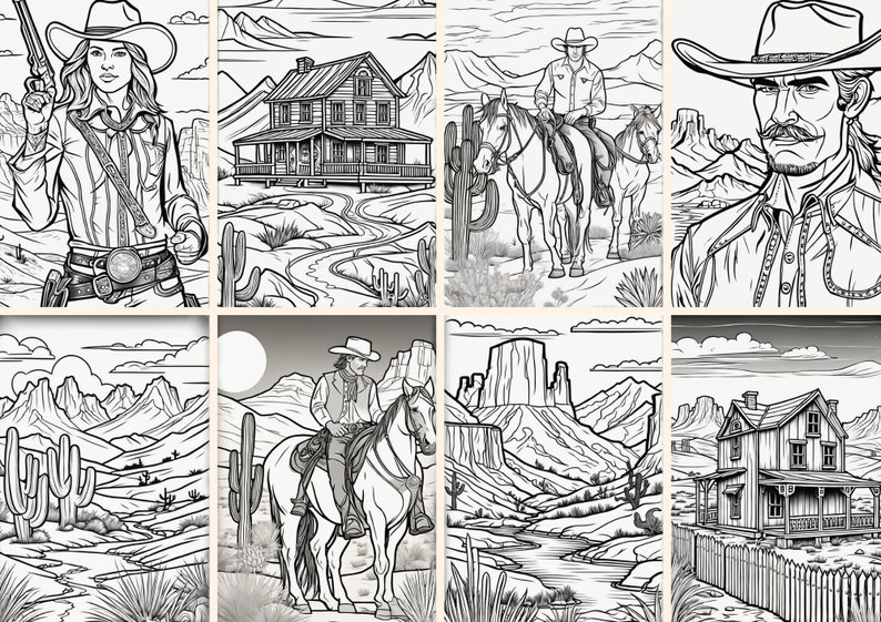 Wild West Adventure Coloring Pages Set - 25 Printable A4 Sheets ...