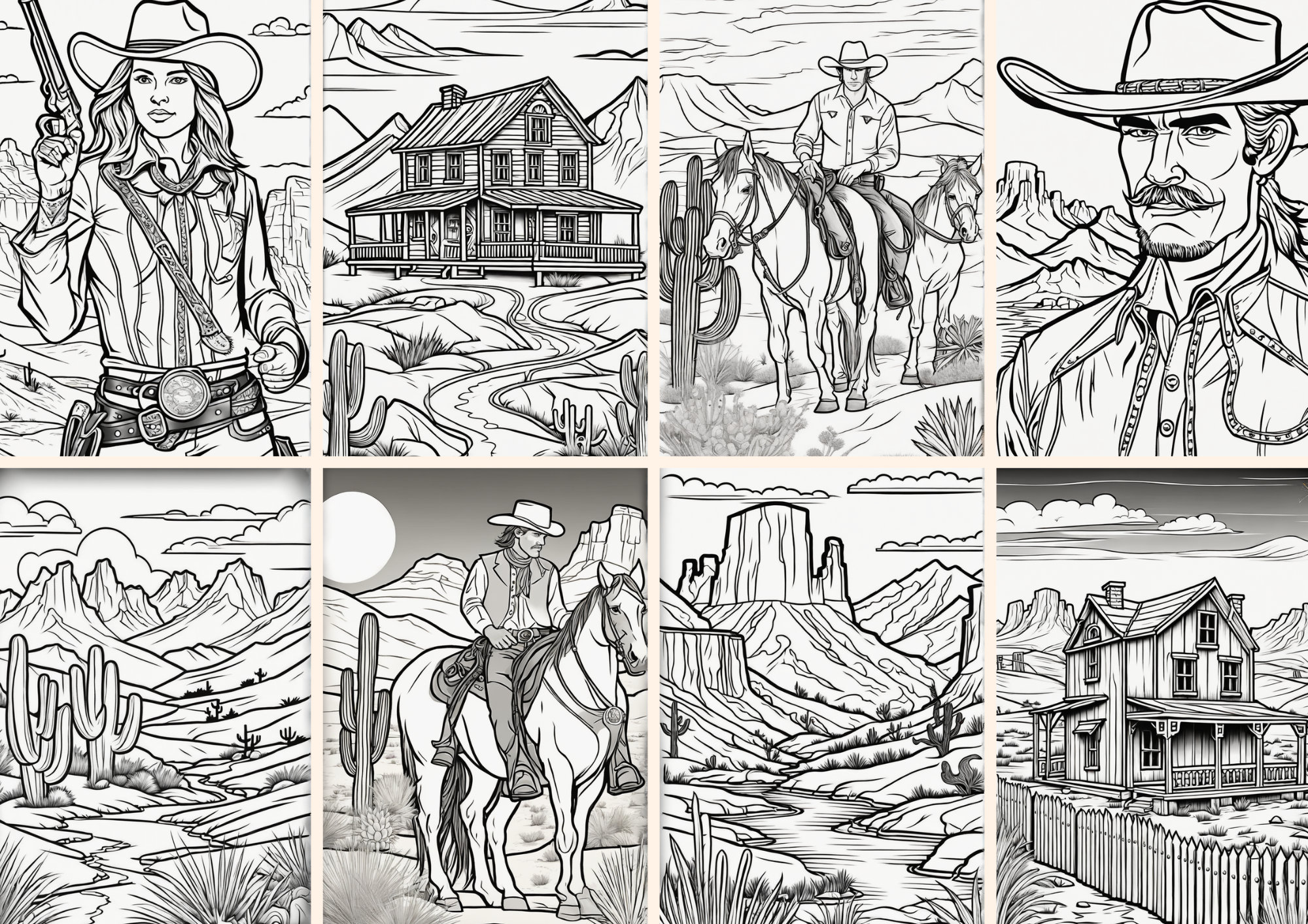 Wild West Adventure Coloring Pages Set - 25 Printable A4 Sheets ...