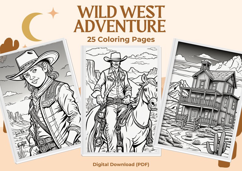 Wild West Adventure Coloring Pages Set - 25 Printable A4 Sheets ...