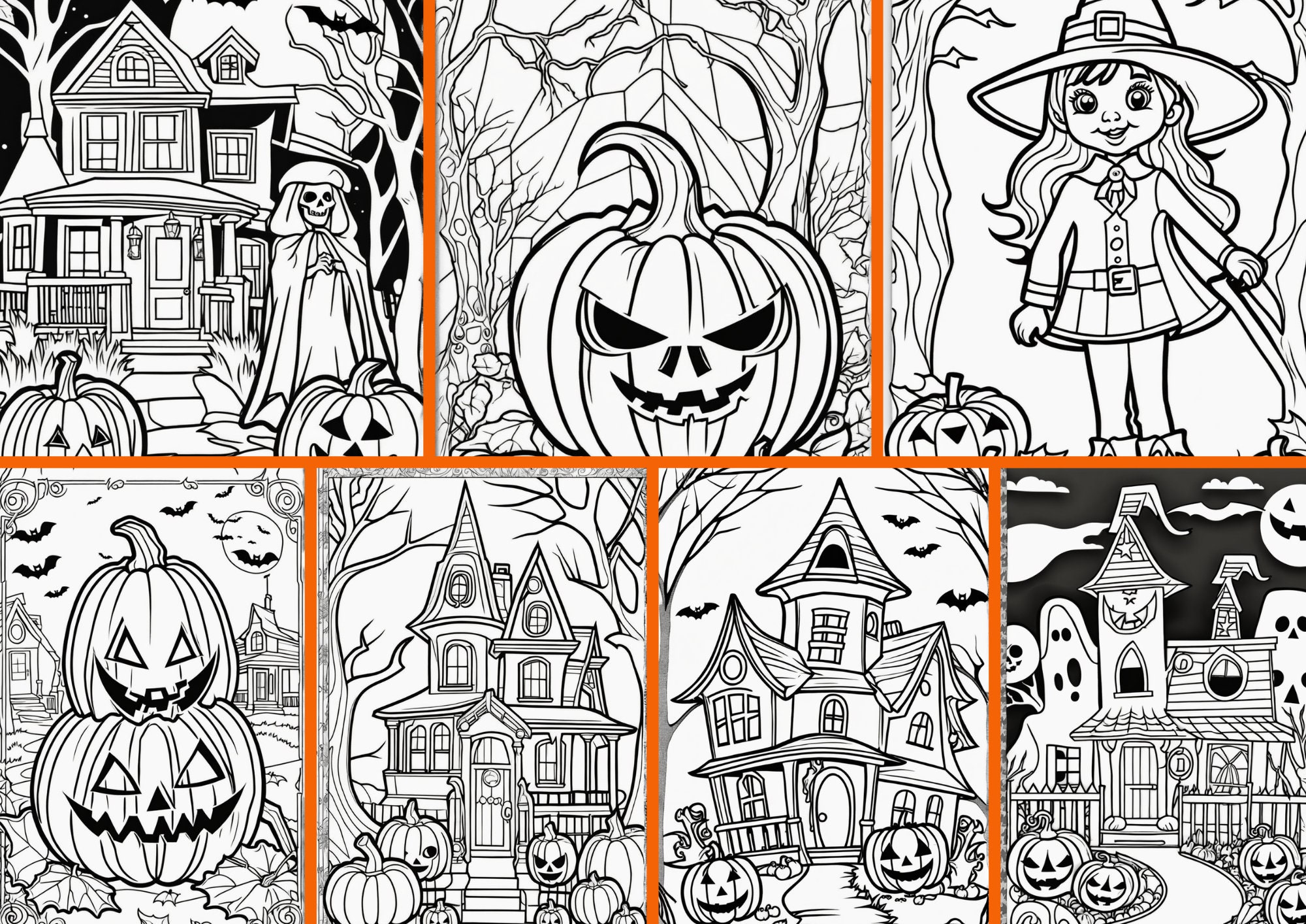 20 Spooky Halloween Coloring Pages Printable Kids' Fun - Etsy