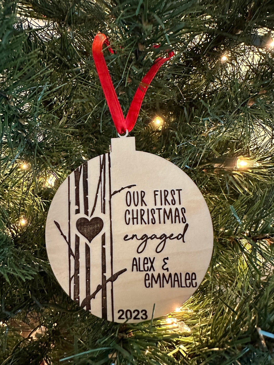 Our First Christmas Engaged Wooden Ornament *personalized* - Etsy