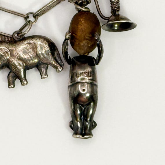 Antique Charm Bracelet Rare WWI Fumsup Good Luck Char… - Gem