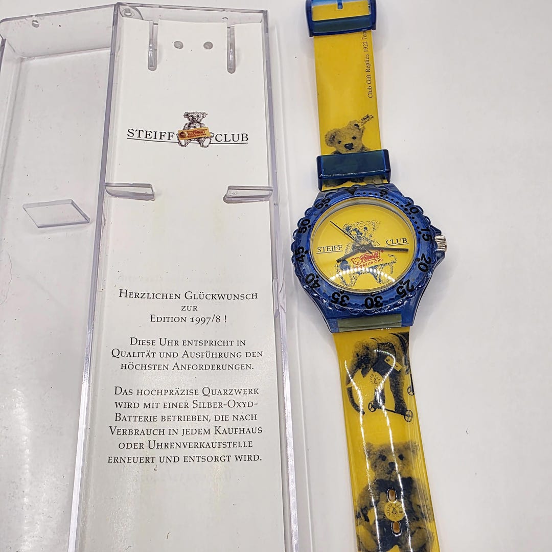 Vintage 1997 Steiff Club Children's Watch in Case – Yellow Bear Design ...