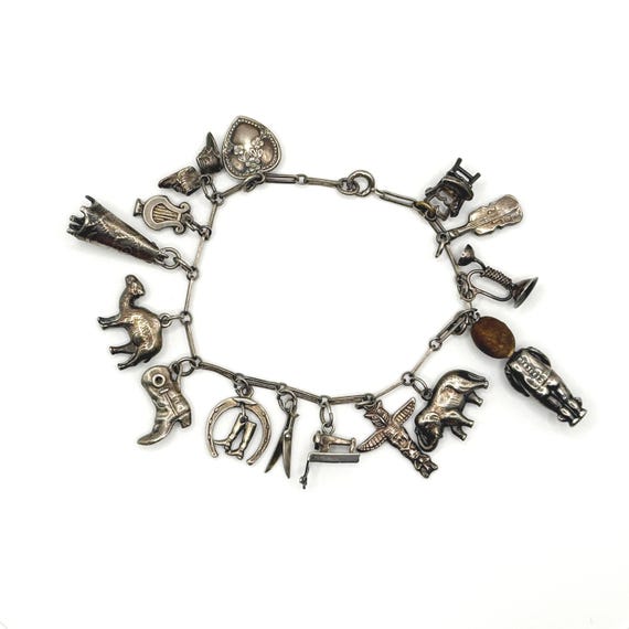 Antique Charm Bracelet Rare WWI Fumsup Good Luck Char… - Gem