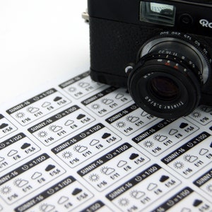 5-pack - Cheat Sheet Stickers for Analog Photography Beginners: Sunny ...
