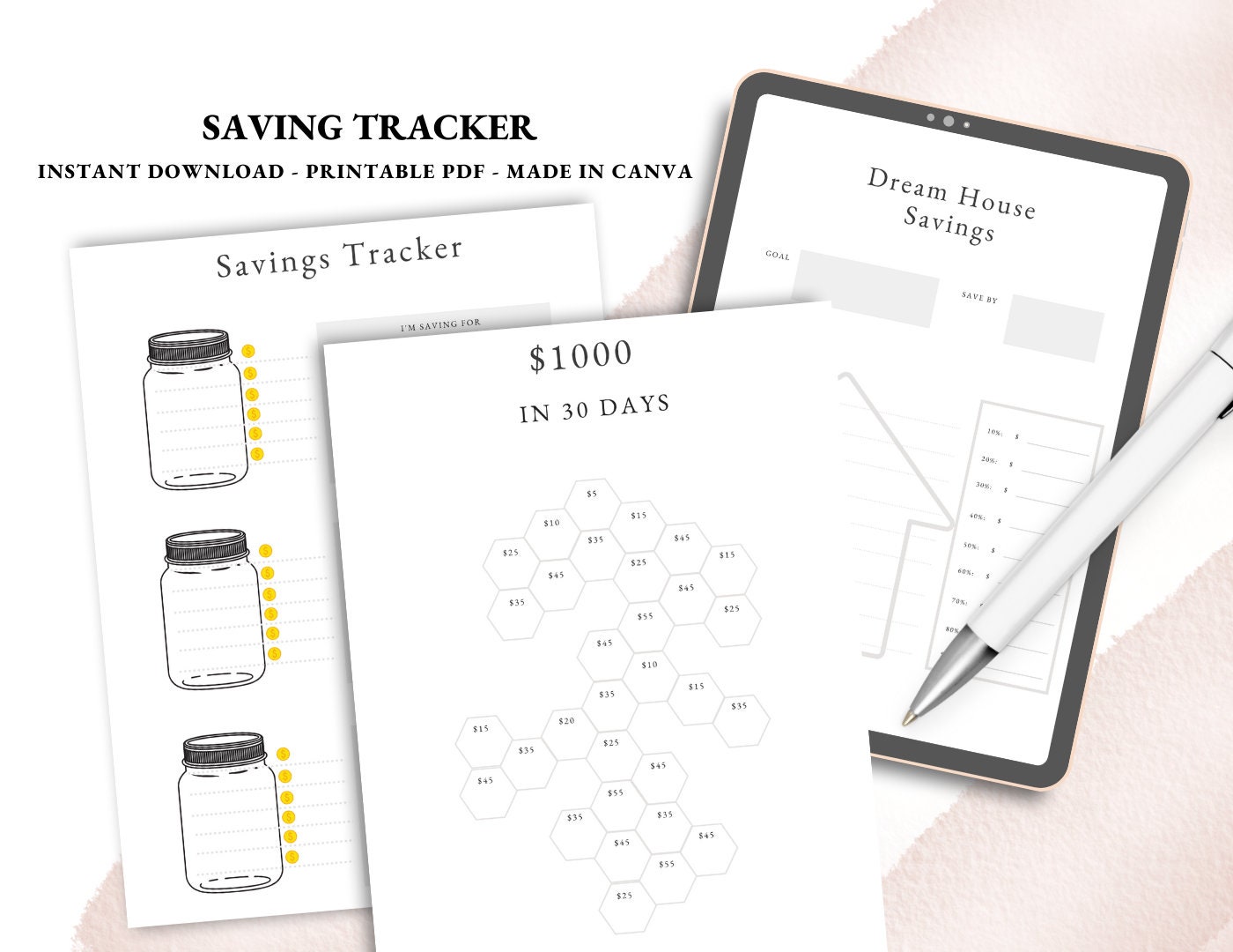 Monthly Saving Planner Printable | Financial Journal | Monthly Budget ...