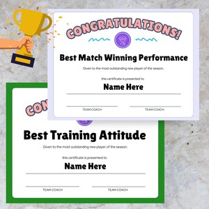 Football Certificate Template, Digital Download, Canva, Editable ...