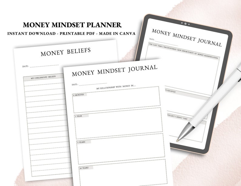 Money Mindset Journaling Pages Printable, Daily Journal Pages ...