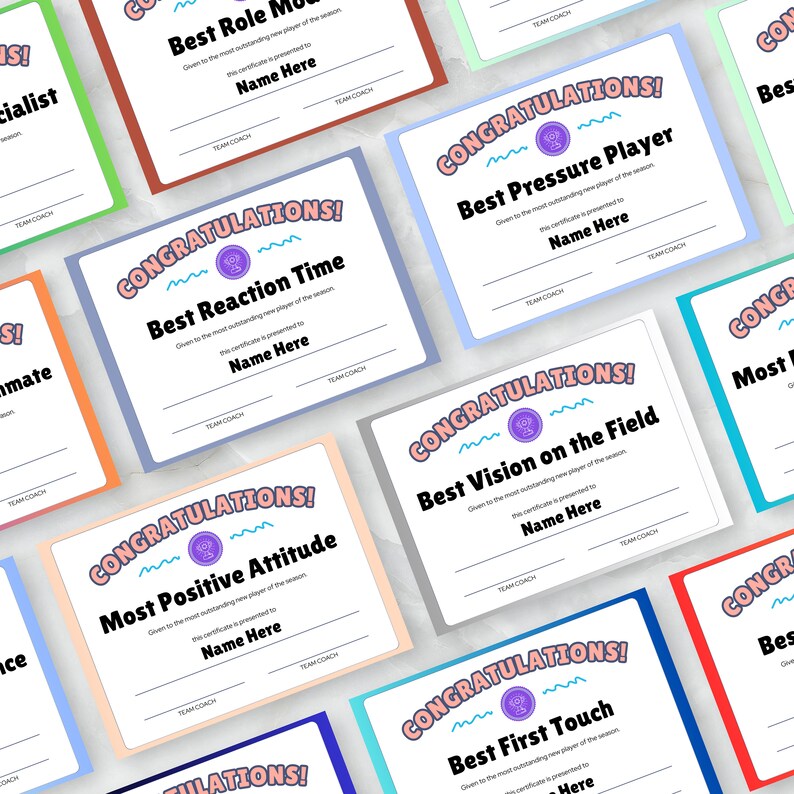 Football Certificate Template, Digital Download, Canva, Editable ...
