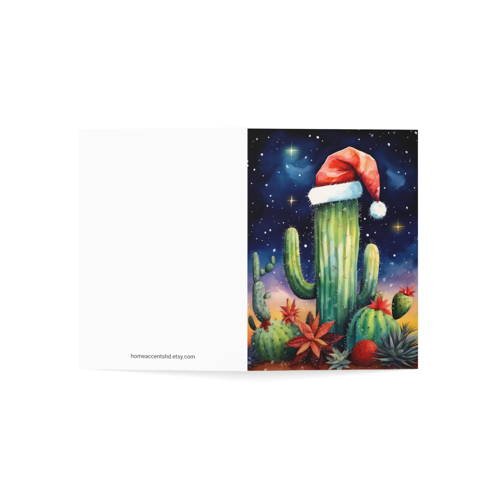 Desert Christmas Cactus Card, Festive Southwestern Flair, Unique ...