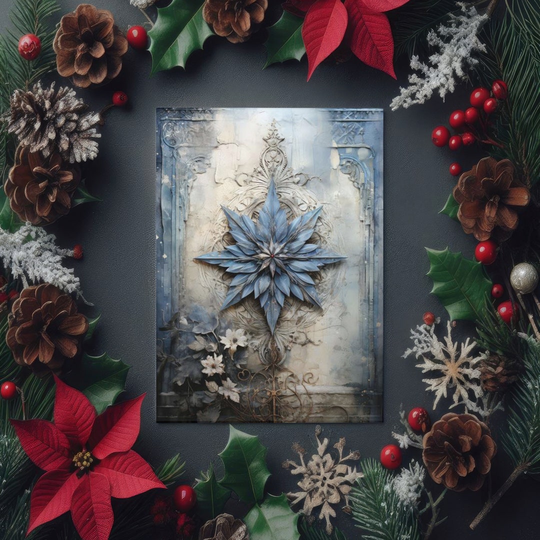 Metallic Flower Wall Hanging Card 5x7 Blue & - Etsy