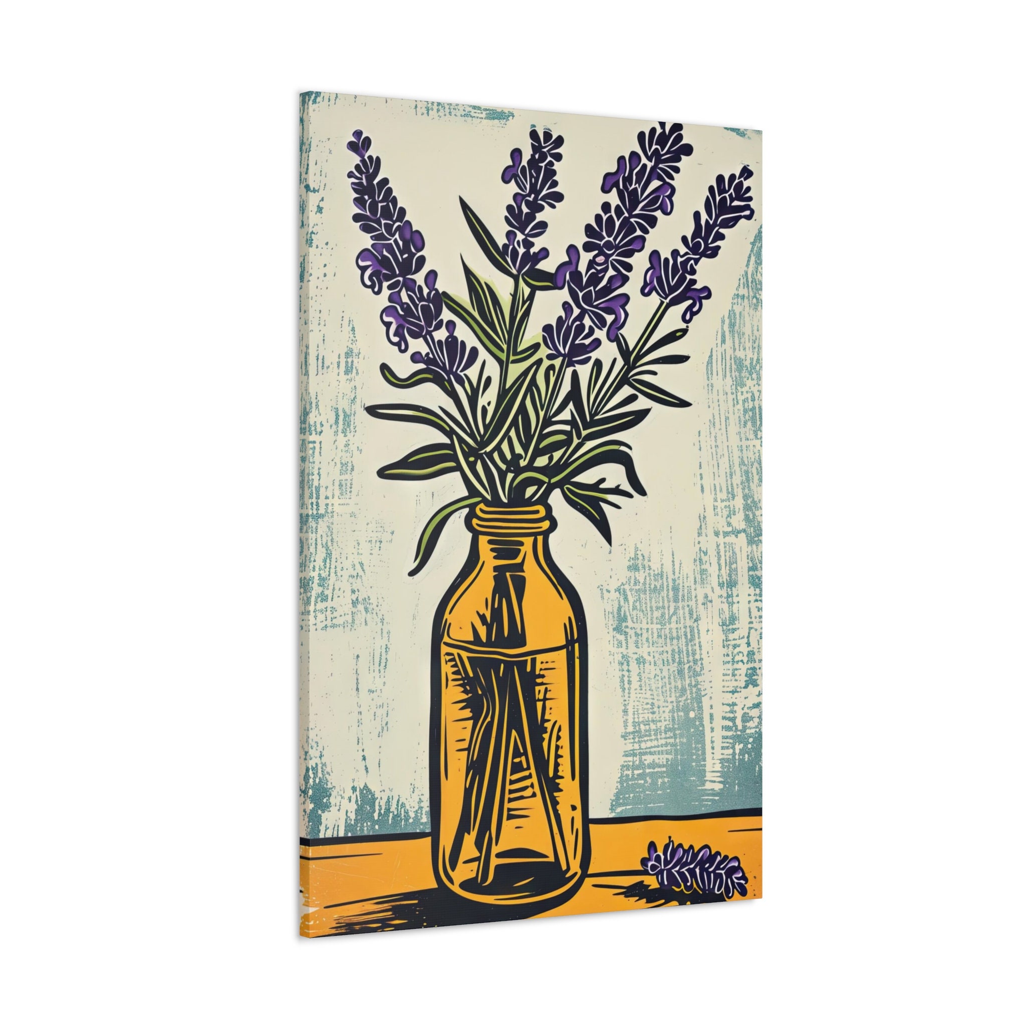Lavender Flowers Canvas Wrap Print Art Vintage Bottle Illustration ...