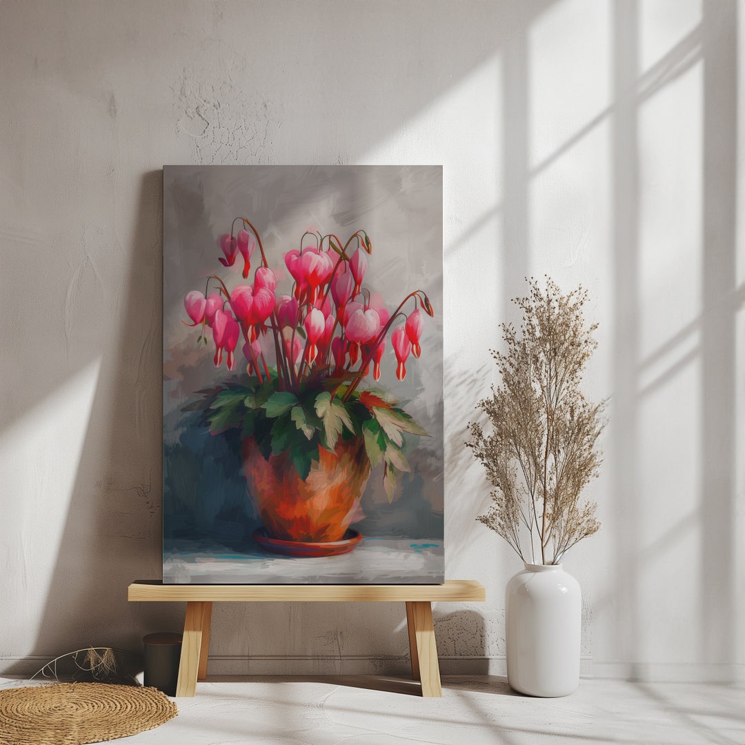 Bleeding Heart Canvas Wrap Print Art - Midcentury Oil Painting Style ...