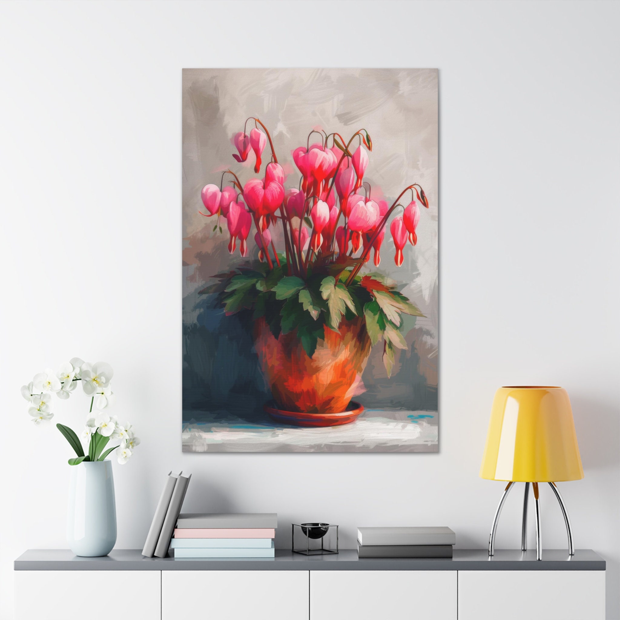 Bleeding Heart Canvas Wrap Print Art Midcentury Oil Painting Style ...