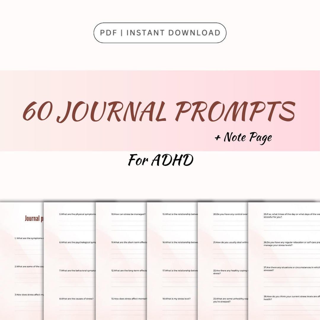 ADHD Journal Prompts for High Quality Life | Stress Relief Prompts for ...