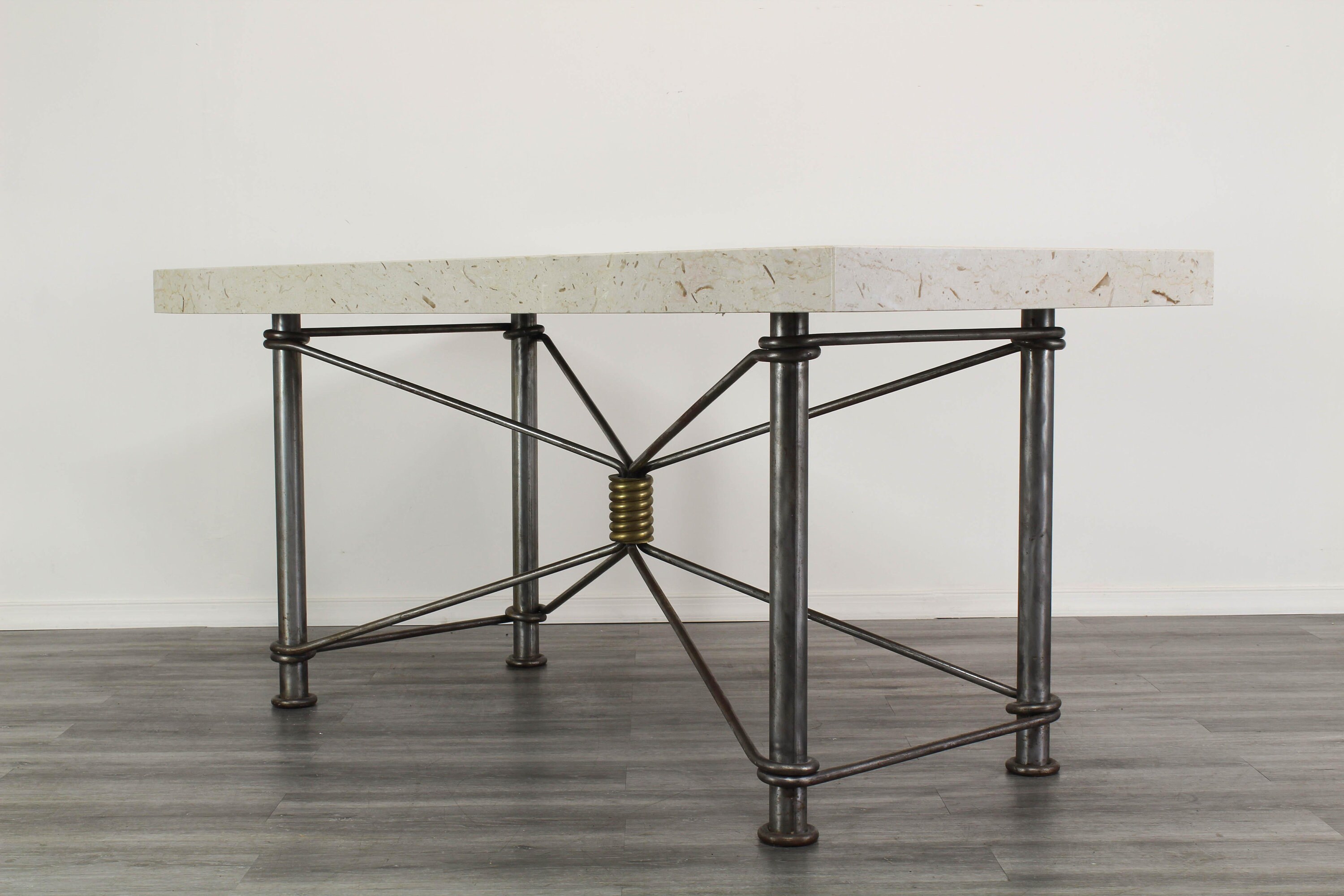 Vintage Wrought Iron and Stone Top Desk - Etsy