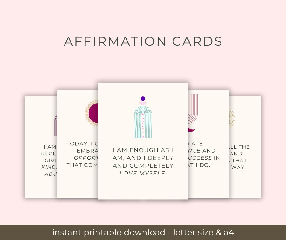 Self Help Cards Boho Style Printable Affirmation Cards Positive ...